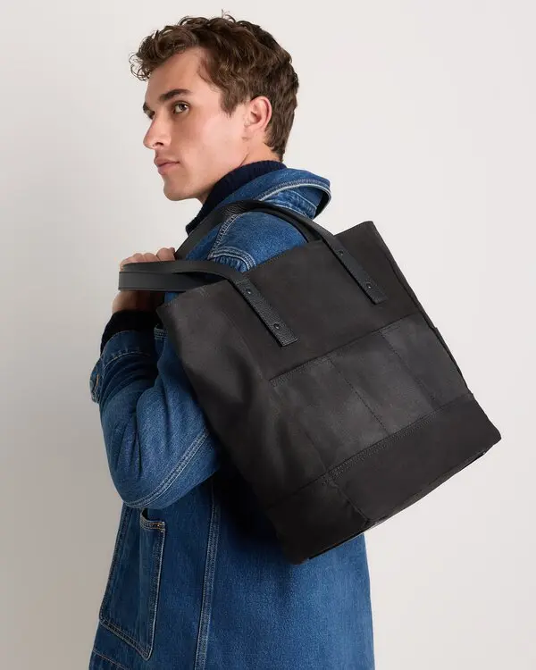 Quince Waxed Canvas Utility Tote - Black