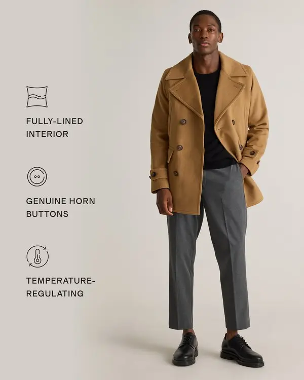 Quince Italian Wool Pea Coat - Caramel