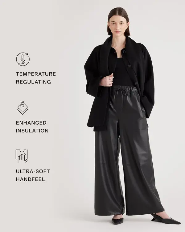 Quince Double-faced Merino Wool Scarf Coat - Black