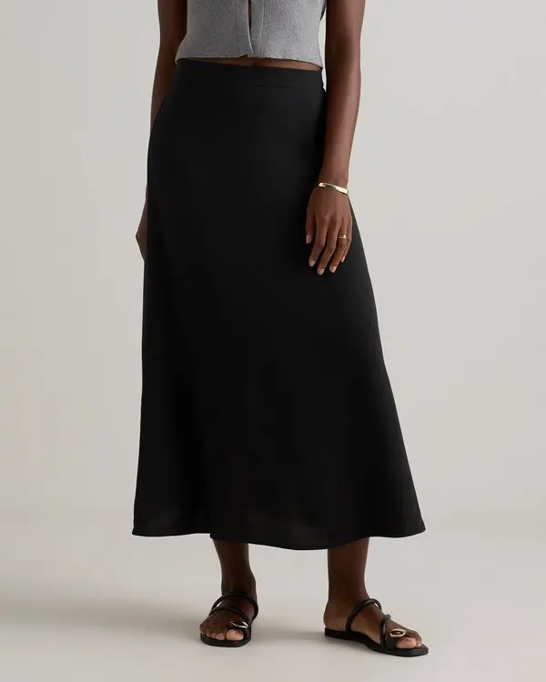 Quince Lightweight Crepe Slip Skirt - True Black