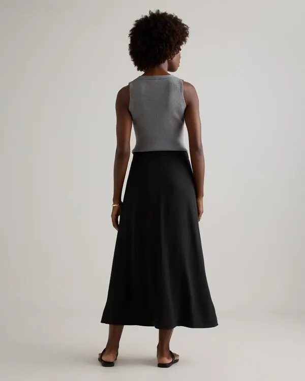 Quince Lightweight Crepe Slip Skirt - True Black