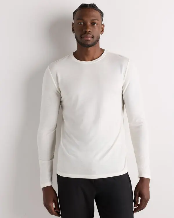 Quince 100% Merino Wool All-season Long Sleeve Base Layer T-shirt - Off-white