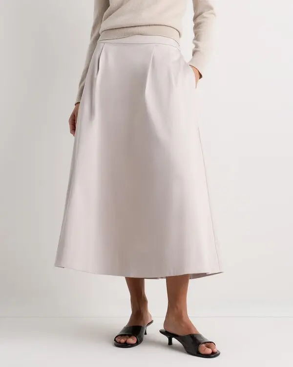 Quince Sateen A-line Midi Skirt - Granite Grey