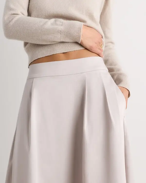 Quince Sateen A-line Midi Skirt - Granite Grey