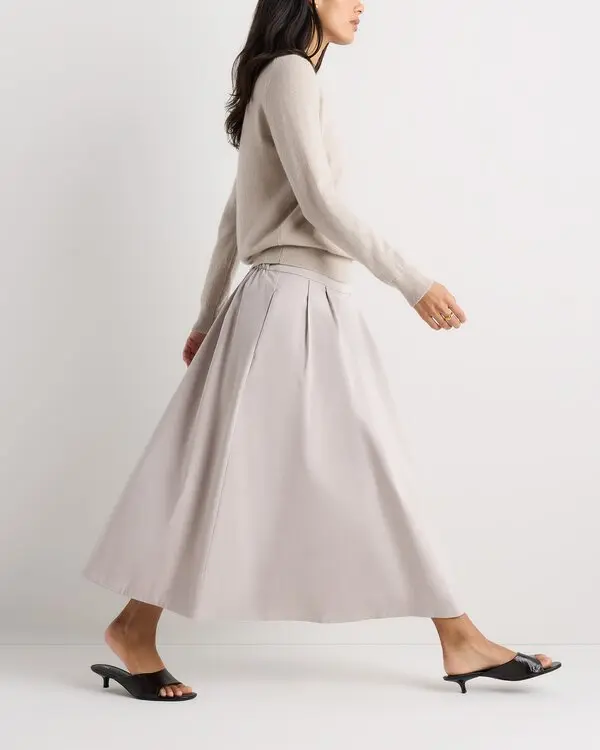Quince Sateen A-line Midi Skirt - Granite Grey