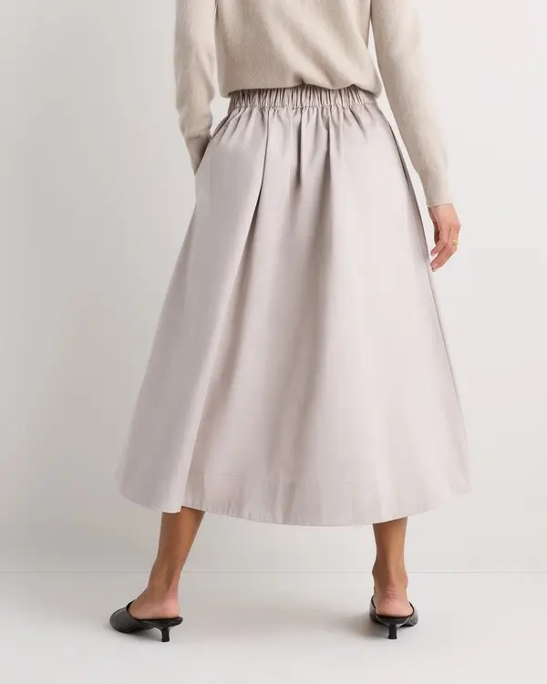 Quince Sateen A-line Midi Skirt - Granite Grey