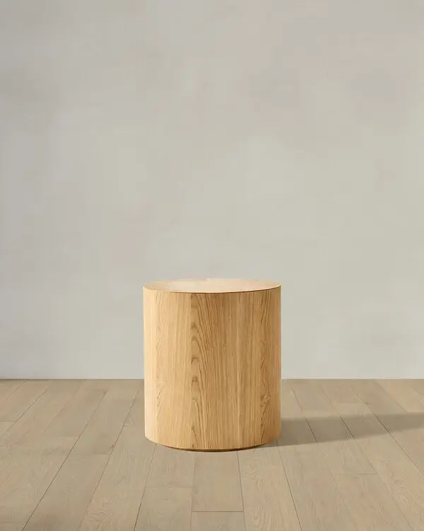 Quince Oak Drum End Table