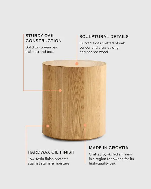 Quince Oak Drum End Table