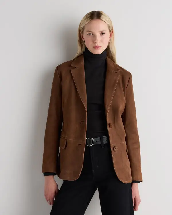 Quince 100% Suede Blazer - Java Brown