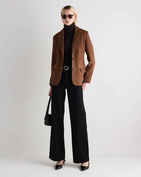 Quince 100% Suede Blazer - Java Brown