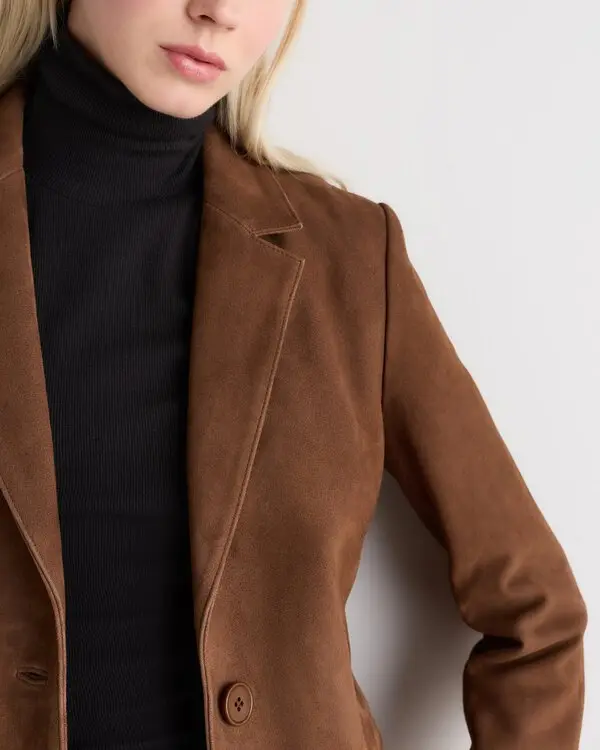 Quince 100% Suede Blazer - Java Brown