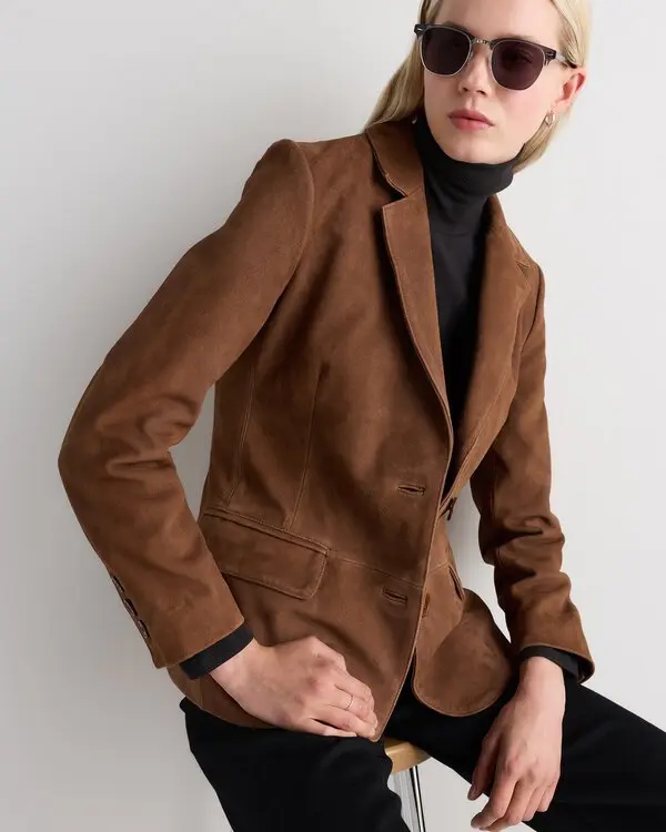 Quince 100% Suede Blazer - Java Brown