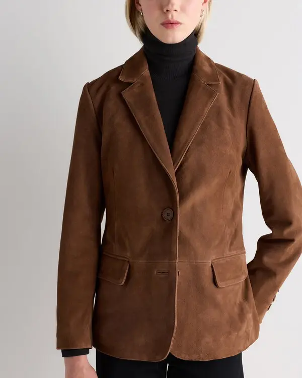 Quince 100% Suede Blazer - Java Brown