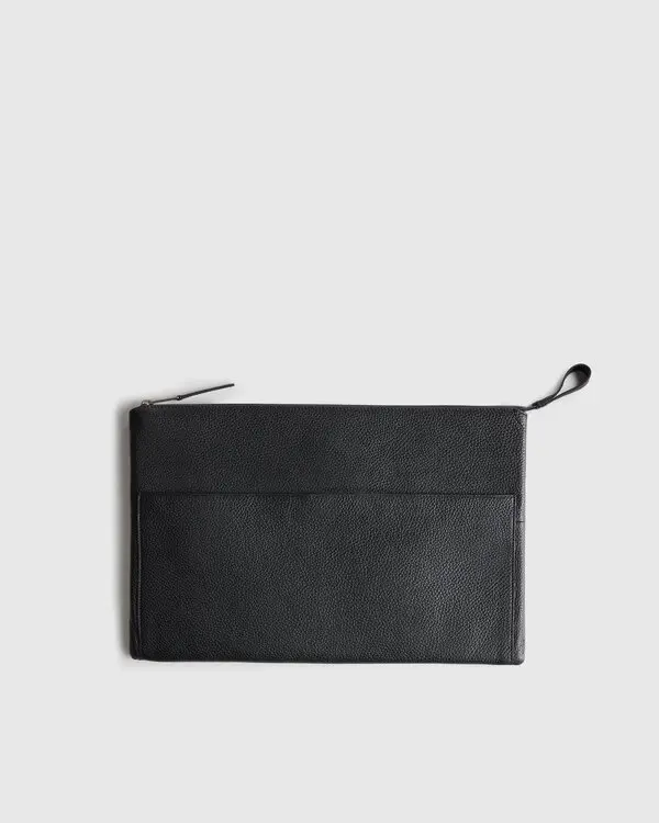 Quince Italian Leather Tech Folio - Black