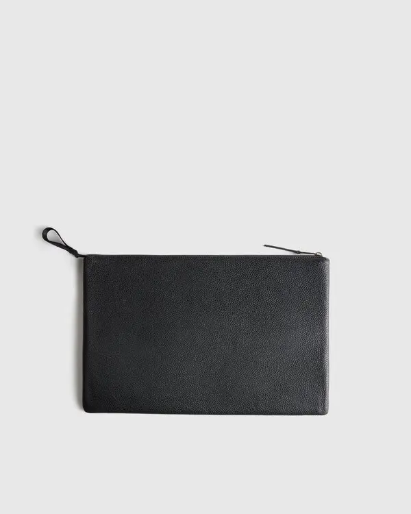 Quince Italian Leather Tech Folio - Black