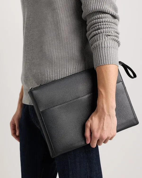 Quince Italian Leather Tech Folio - Black