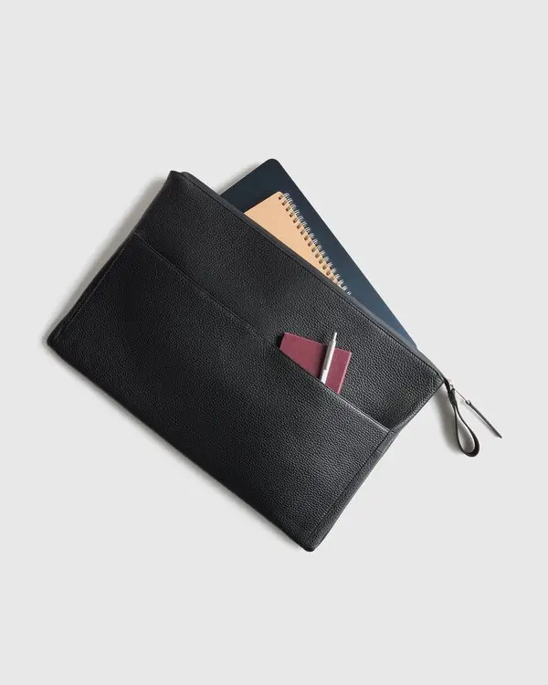 Quince Italian Leather Tech Folio - Black