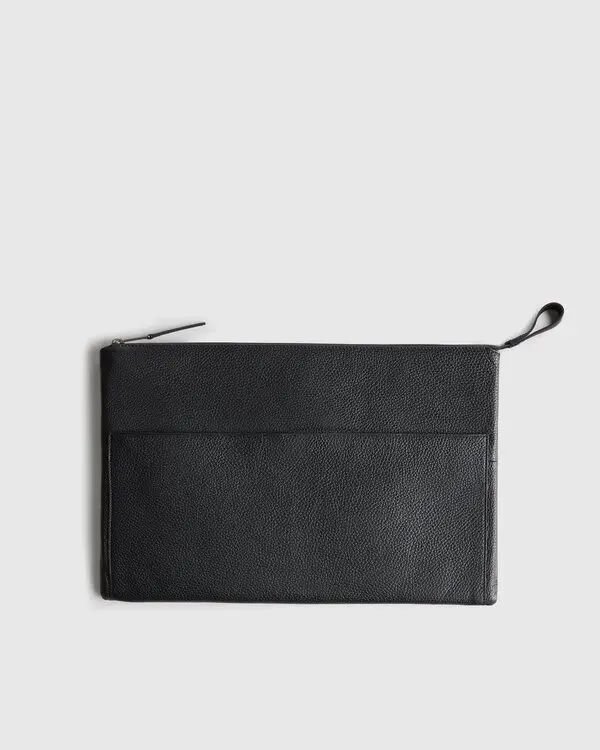 Quince Italian Leather Tech Folio - Black