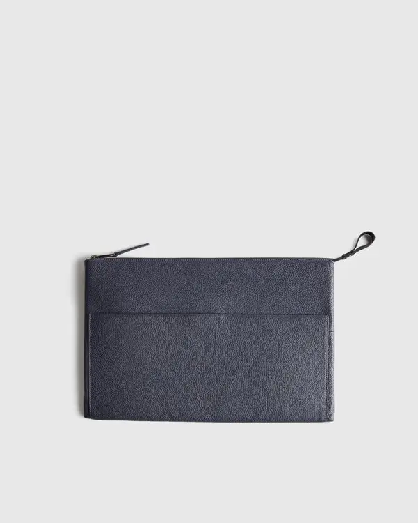 Quince Italian Leather Tech Folio - Dark Navy
