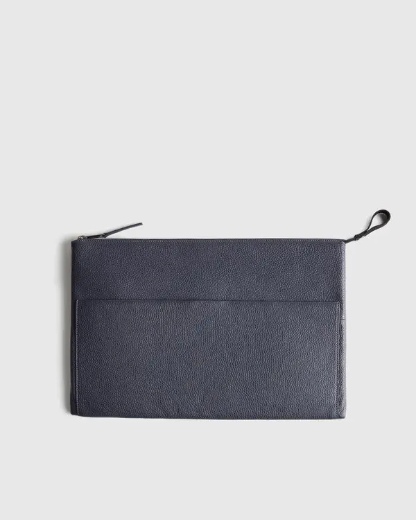 Quince Italian Leather Tech Folio - Dark Navy
