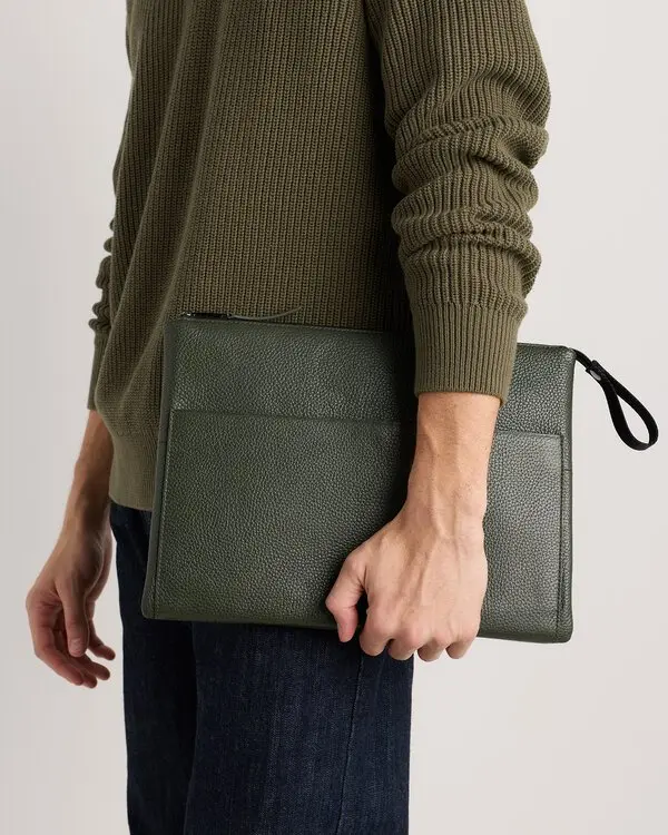Quince Italian Leather Tech Folio - Dark Olive