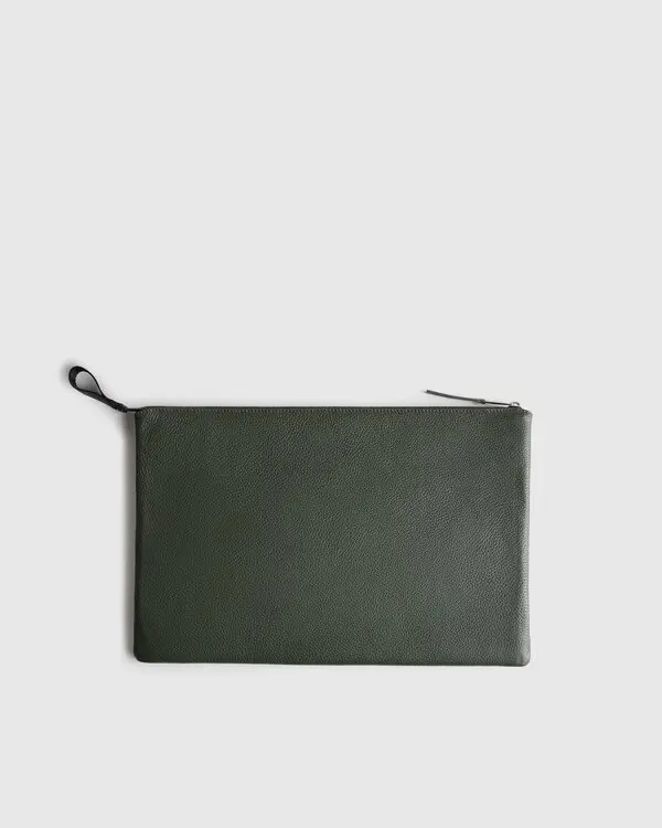 Quince Italian Leather Tech Folio - Dark Olive