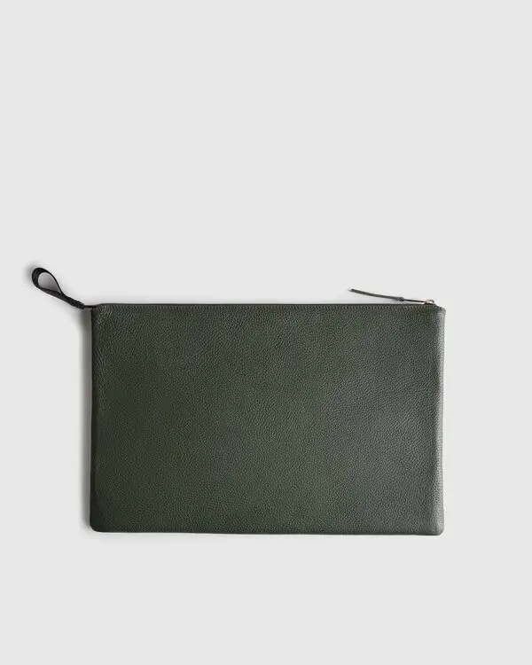 Quince Italian Leather Tech Folio - Dark Olive