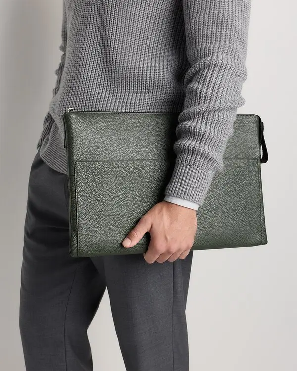 Quince Italian Leather Tech Folio - Dark Olive