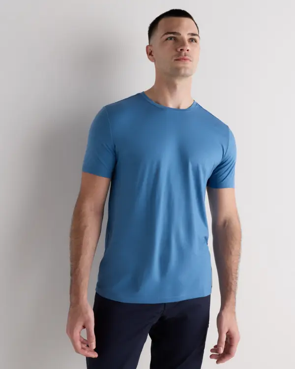 Quince 100% Merino Wool All-season Short Sleeve Base Layer T-shirt - Dewstone Blue