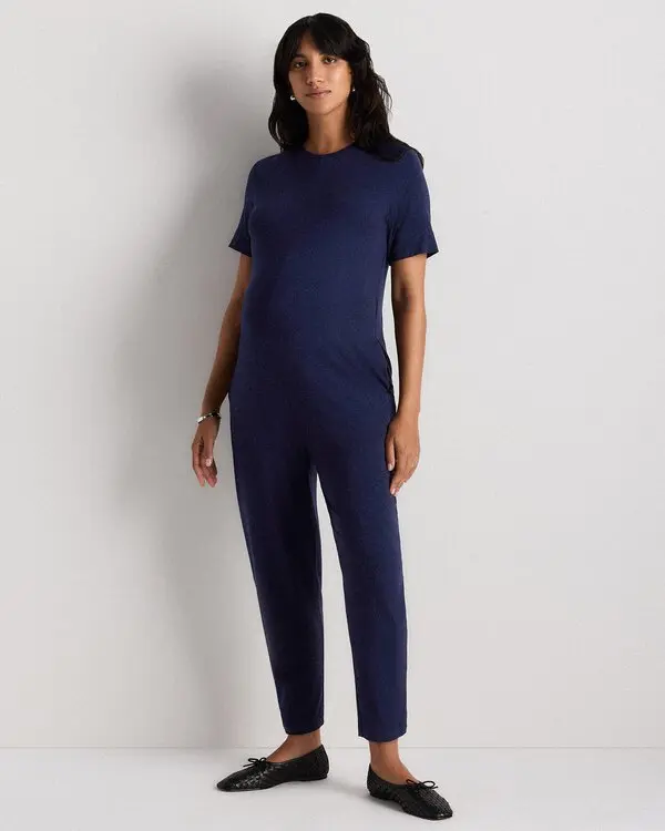 Quince Bamboo Jersey Maternity Jumpsuit - Deep Navy