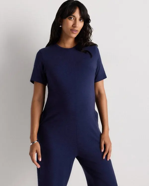 Quince Bamboo Jersey Maternity Jumpsuit - Deep Navy