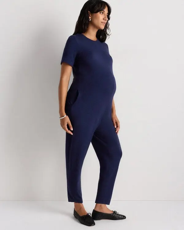 Quince Bamboo Jersey Maternity Jumpsuit - Deep Navy