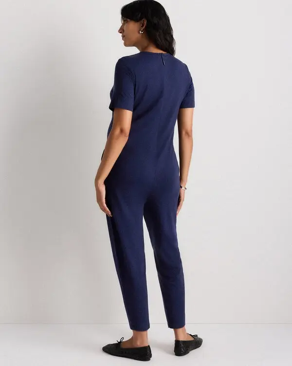 Quince Bamboo Jersey Maternity Jumpsuit - Deep Navy