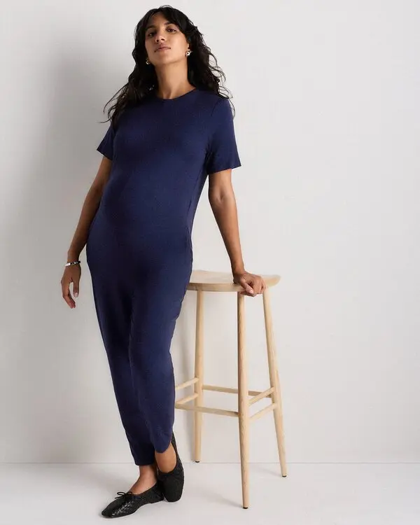 Quince Bamboo Jersey Maternity Jumpsuit - Deep Navy