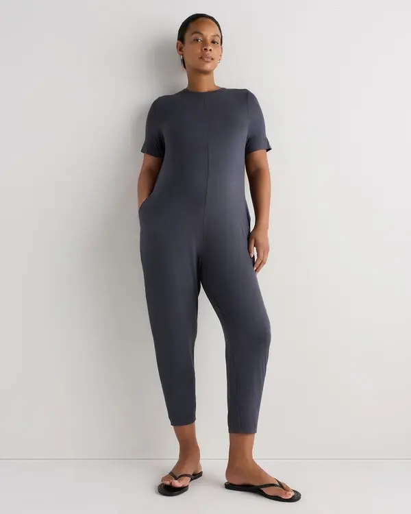 Quince Bamboo Jersey Maternity Everyday Jumpsuit - Graphite