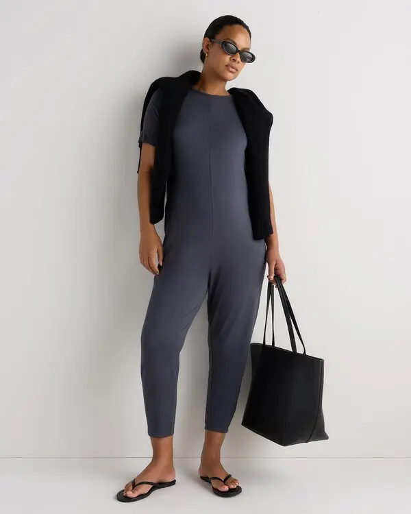 Quince Bamboo Jersey Maternity Jumpsuit - Graphite