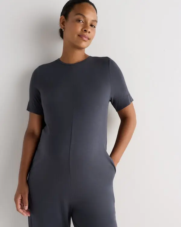 Quince Bamboo Jersey Maternity Jumpsuit - Graphite