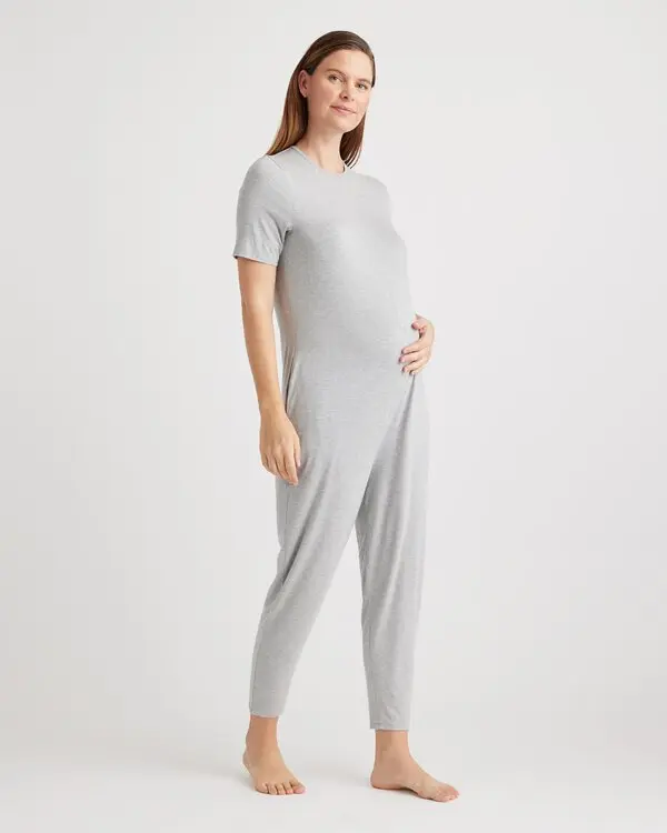 Quince Bamboo Jersey Maternity Jumpsuit - Heather Grey