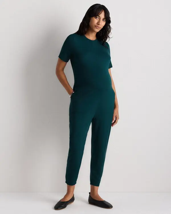 Quince Bamboo Jersey Maternity Jumpsuit - Nocturnal Green