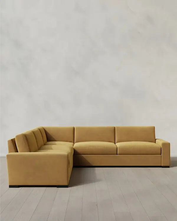 Quince Stillman L Sectional In Performance Velvet - Caramel