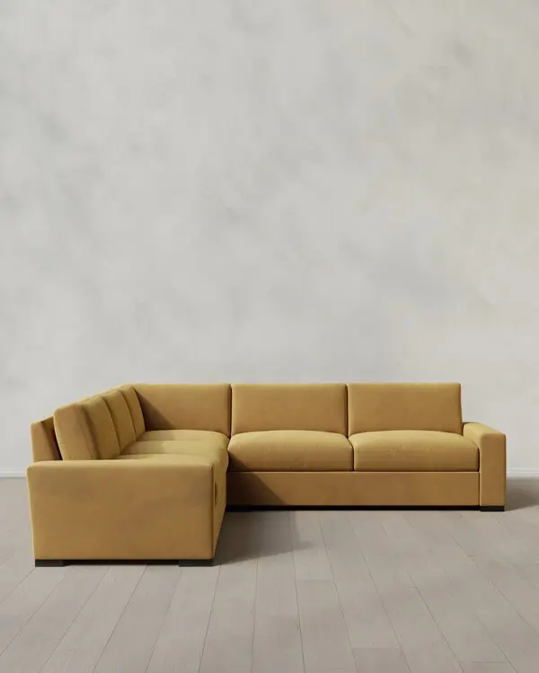 Quince Stillman L Sectional In Performance Velvet - Caramel