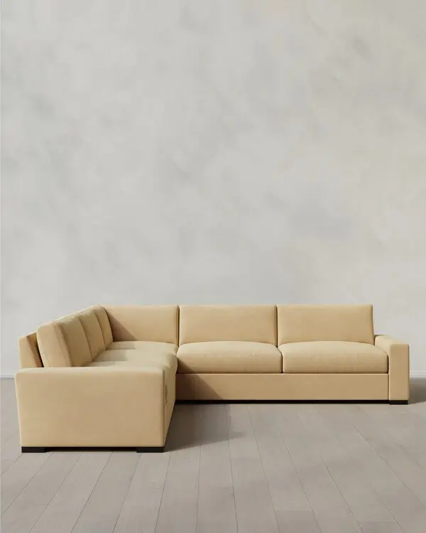 Quince Stillman L Sectional In Performance Velvet - Linen