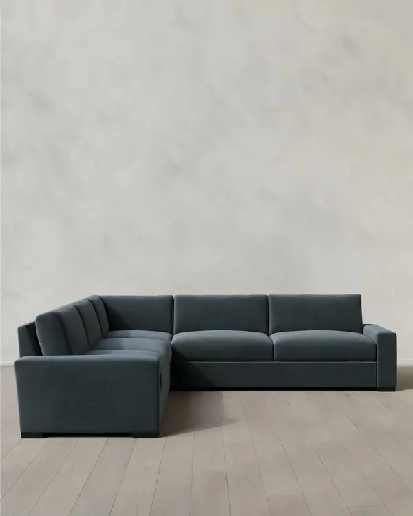 Quince Stillman L Sectional In Performance Velvet - Pine