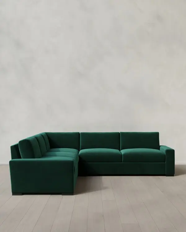 Quince Stillman L Sectional In Performance Velvet - Spruce