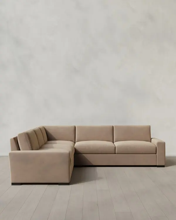 Quince Stillman L Sectional In Performance Velvet - Taupe