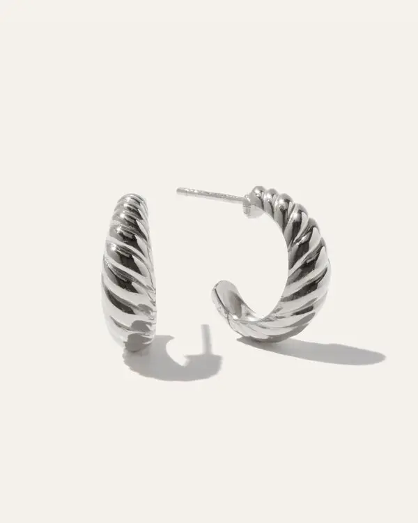 Quince Croissant Hoop Earrings - Sterling Silver