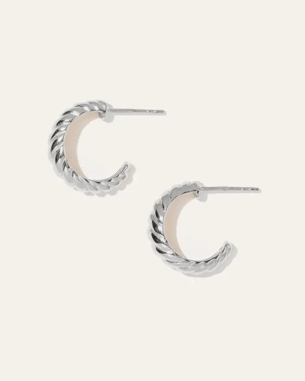 Quince Croissant Hoop Earrings - Sterling Silver