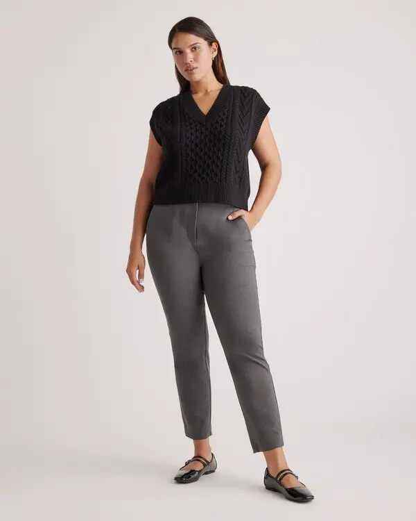 Quince Australian Merino Wool Cable Sweater Vest - Black