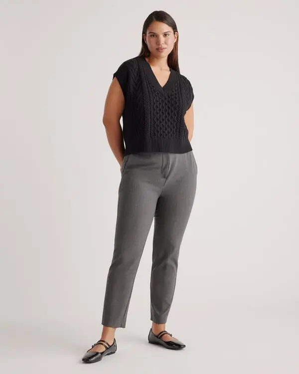 Quince Australian Merino Wool Cable Sweater Vest - Black