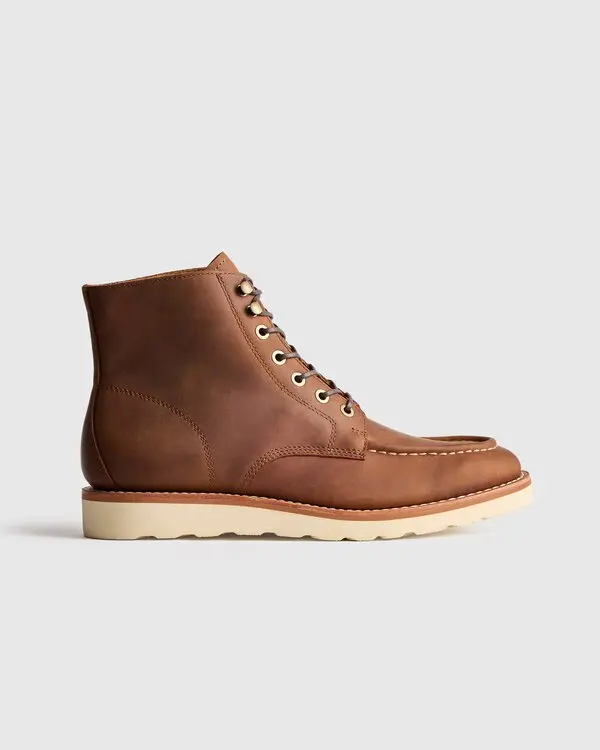 Quince Crafted Leather Moc Toe Boot - Whiskey